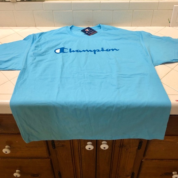 Champion | Shirts | Champion Blue Horizon Classic Script Logo Tee Nwt ...